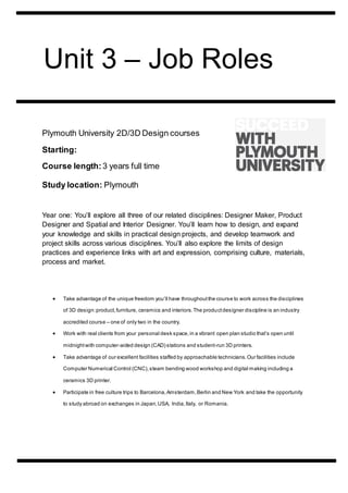 Unit 3 job roles | PDF