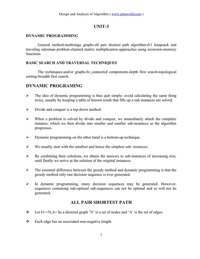 algorithm Unit 3 | PDF