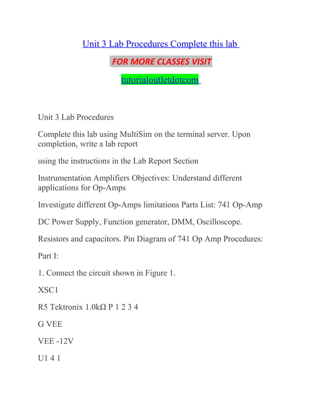 Unit 3 lab procedures complete this lab/tutorialoutlet | PDF