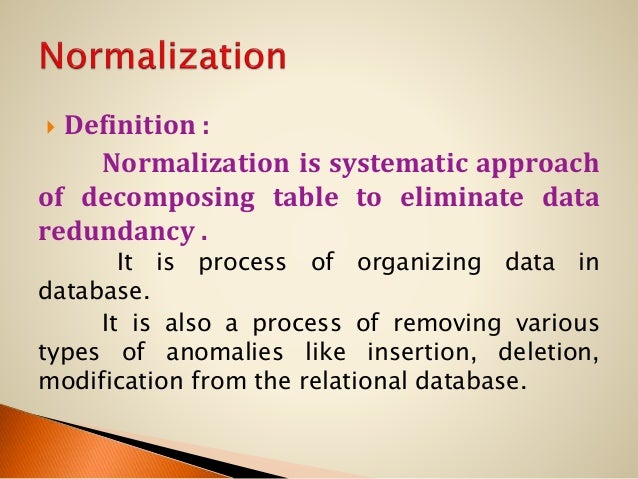Normalization