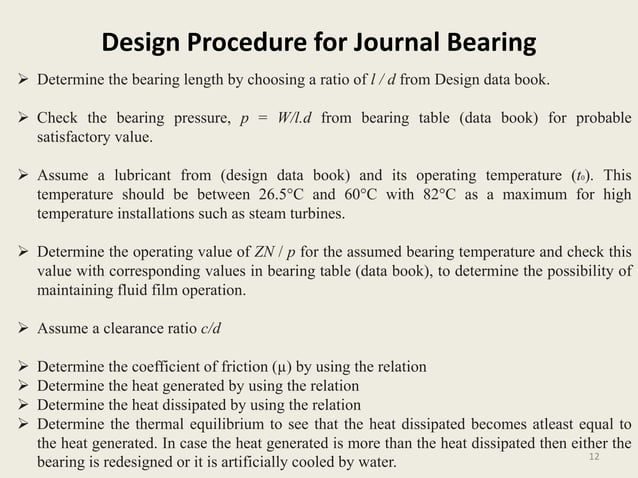 lecture 4 (design procedure of journal bearing) | PDF