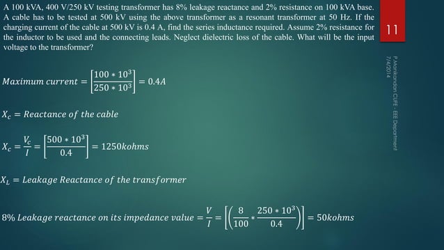 Unit 3 Lecture 4 Generation of High AC voltages & Resonant Transformers.pdf | Computer ...