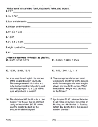 Unit 3 lesson 1 place value comparing ordering | DOCX