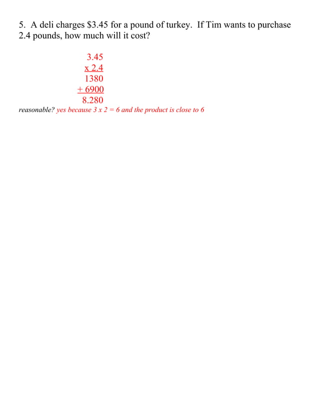 Unit 3 lesson 4 multiplying decimals | PDF