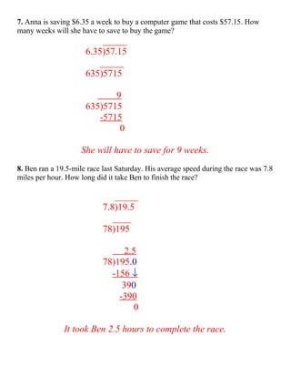 Unit 3 lesson 6 diving decimals | DOC