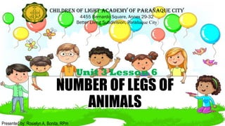Unit 3 Lesson 6 NUMBER OF LEGS OF ANIMALS (1).pptx