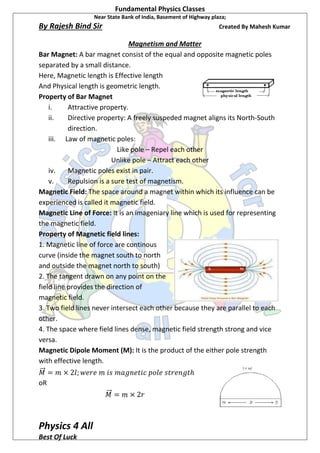 Unit 3 Magnetism and effect of current | PDF