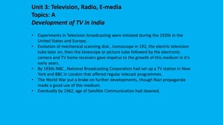 Unit 3 - Television, Radio and E-Media | PPTX