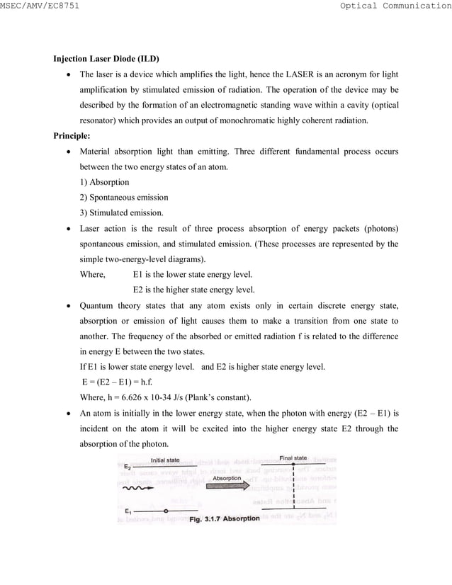 EC 8751 - Optical Sources & Detectors | PDF | Free Download