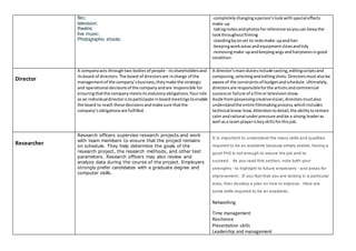Unit 3 media sectors job roles grid | PPT