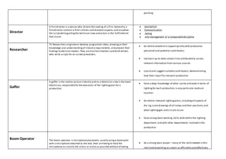Unit 3 media sectors job roles grid | PPT