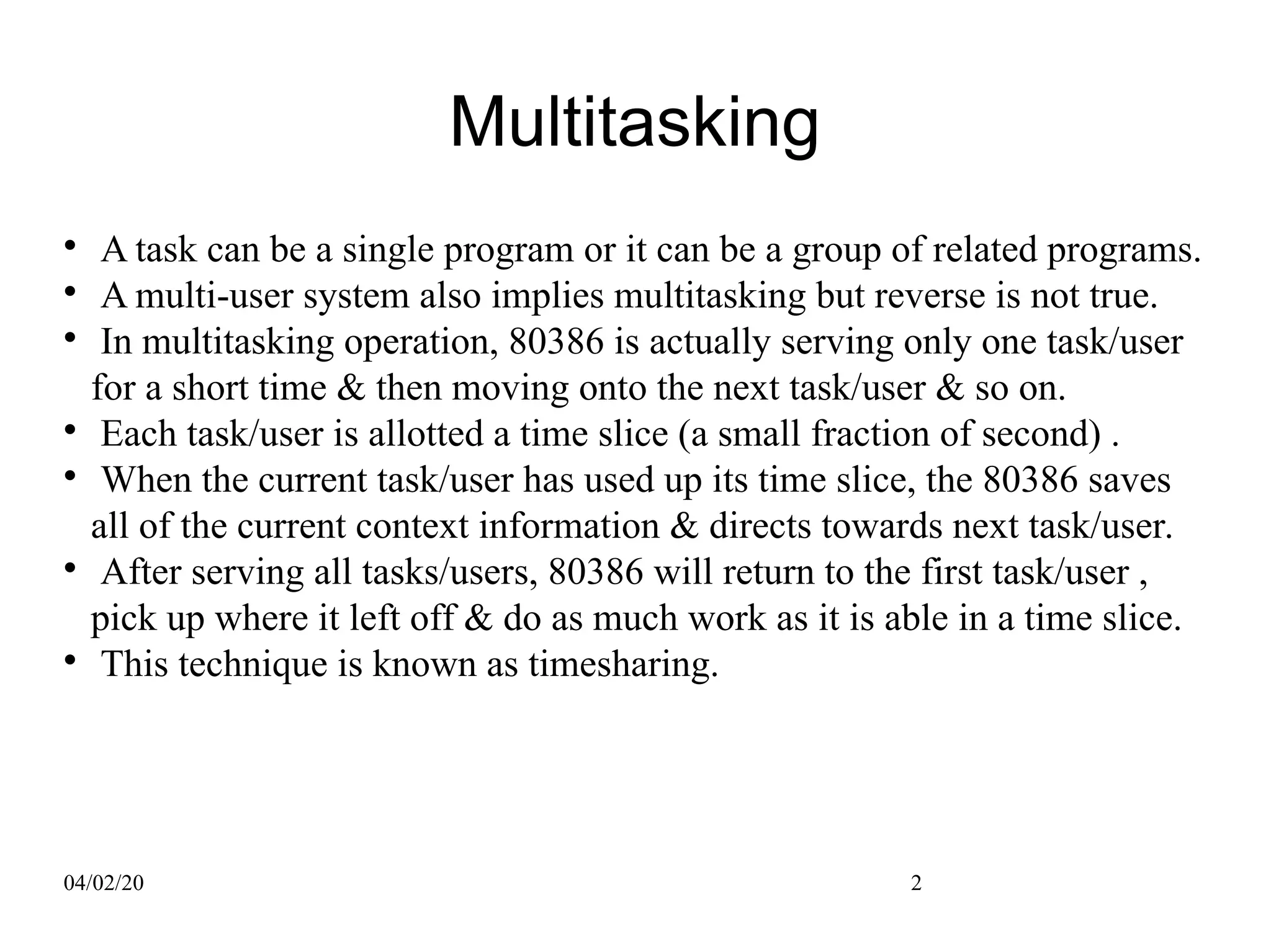 PAI Unit 3 Multitasking in 80386 | PDF