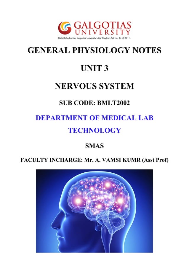 Nervous system Physiology notes | PDF