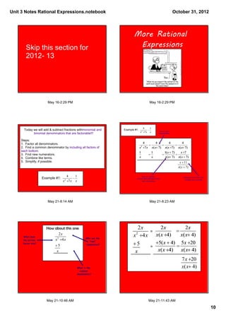 Unit 3 notes rational expressions | PDF