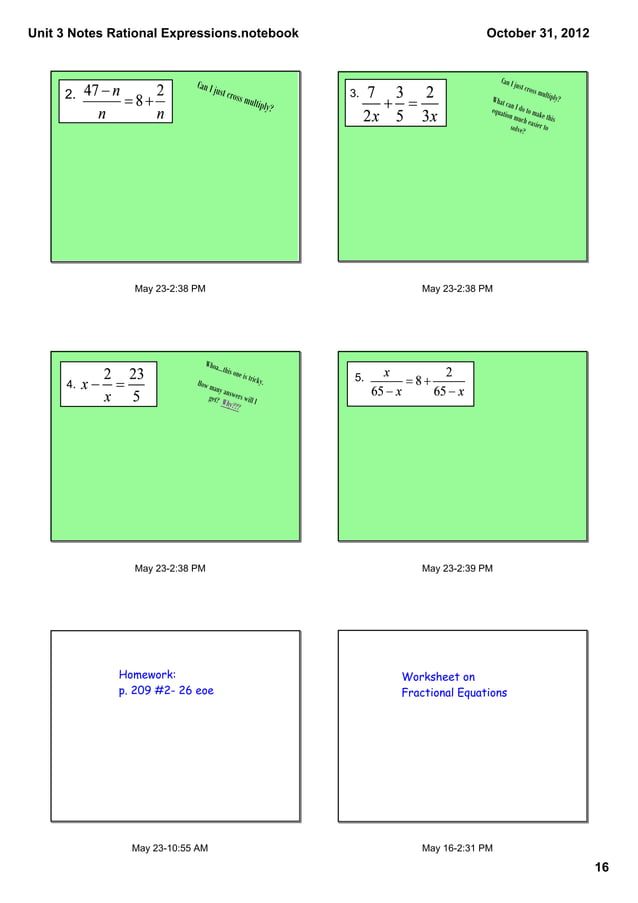 Unit 3 notes rational expressions | PDF