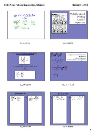 Unit 3 notes rational expressions | PDF
