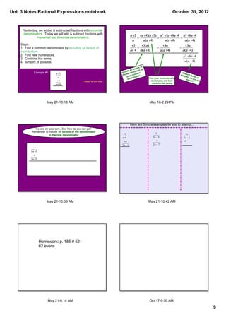Unit 3 notes rational expressions | PDF