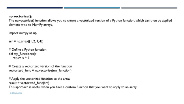 Numpy in python, Array operations using numpy and so on | PPTX