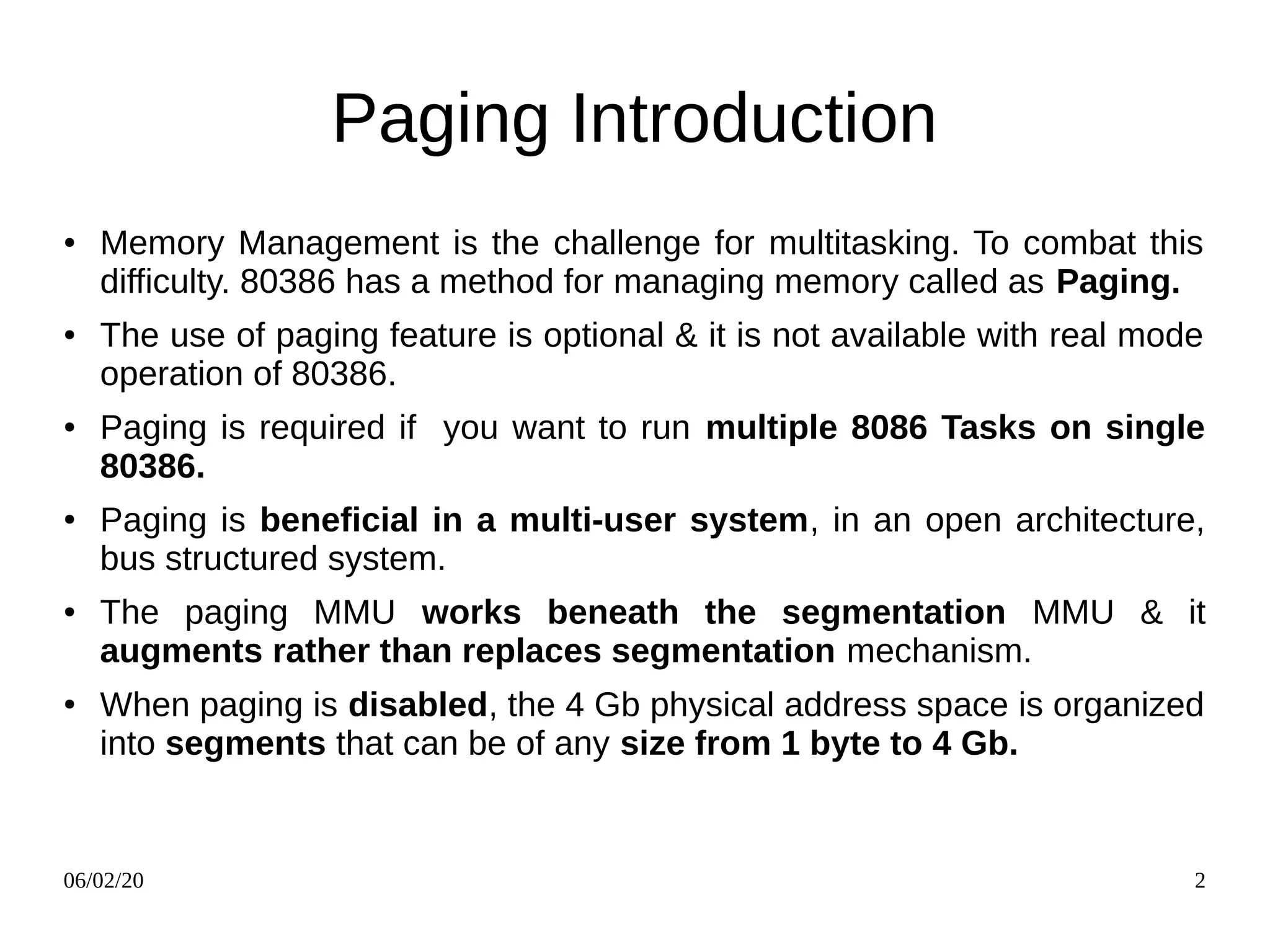 PAI Unit 3 Paging in 80386 Microporcessor | PDF