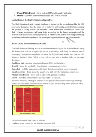 Strategic Management:Business Level Strategies, Corporate level ...