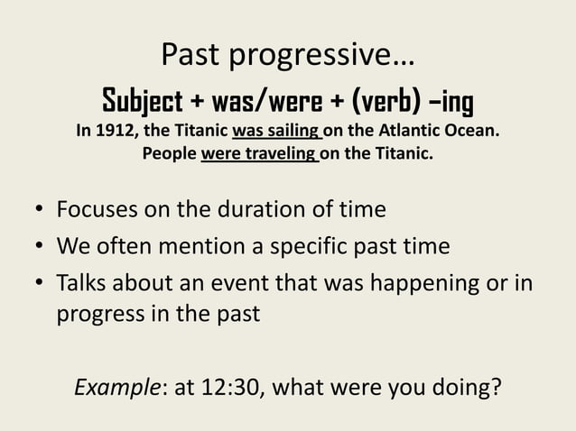 Unit 3 past progressive & simple past | PPT