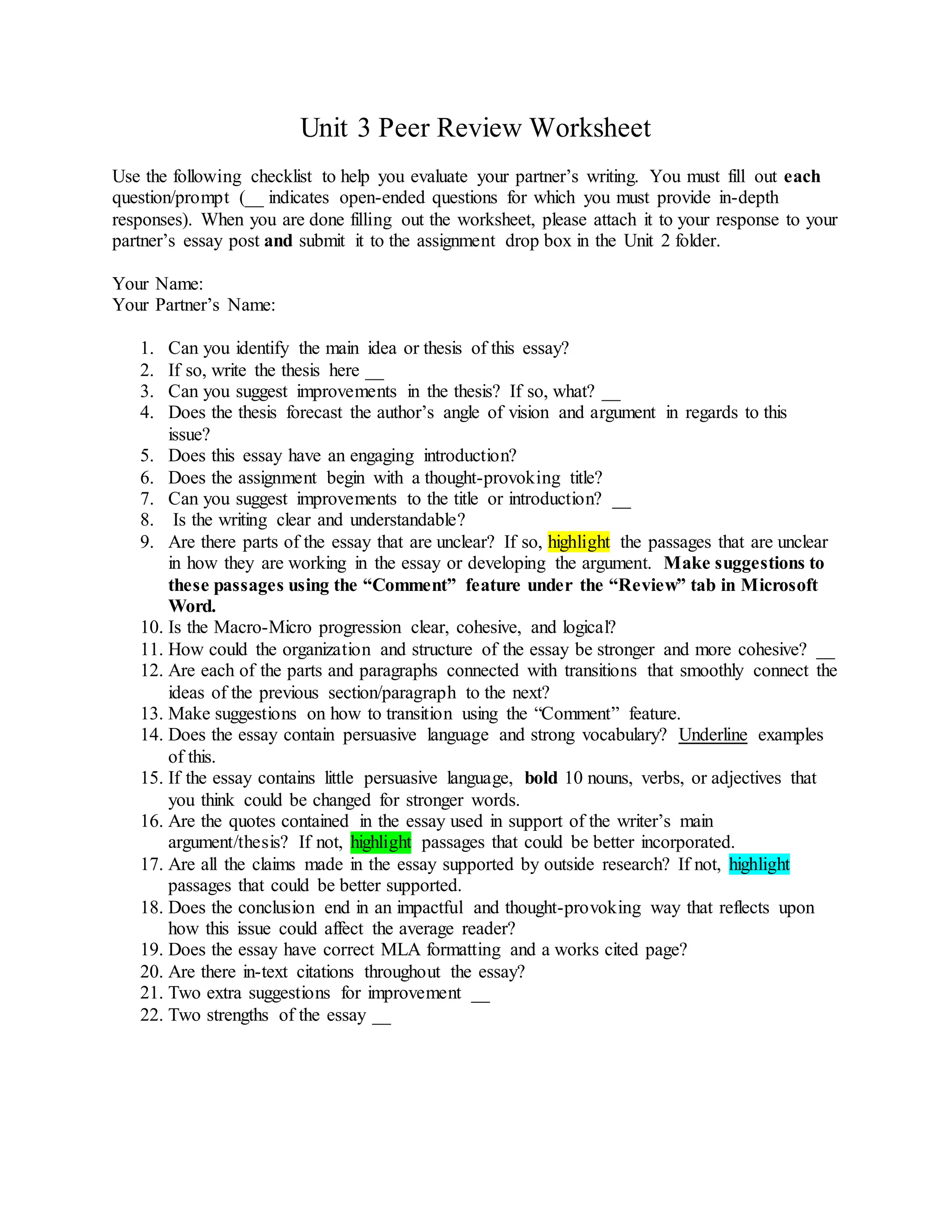 Unit3_PeerReview_Worksheet | PDF