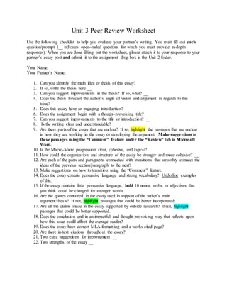 Unit3_PeerReview_Worksheet | PDF