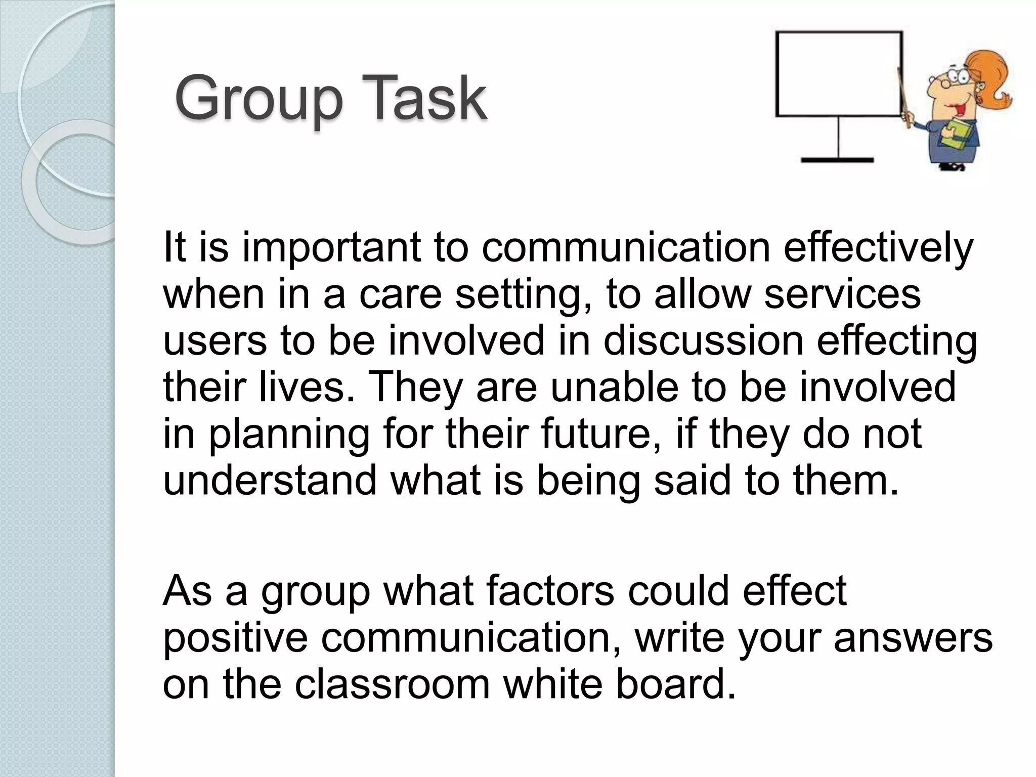 Unit 3 pp effective communication in health and social care outcome b ...