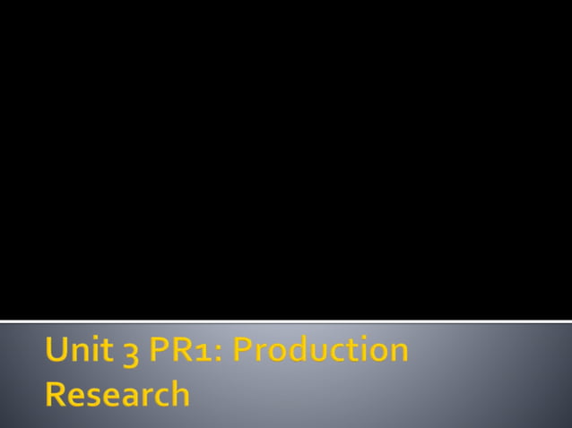 Unit 3 PR1: Production Research | PPT