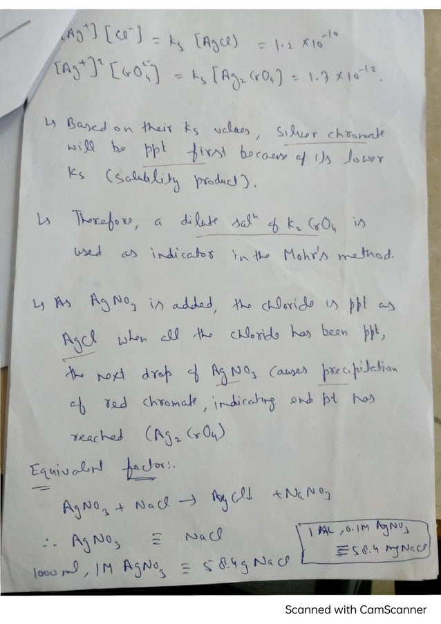 Unit 3 precipitation titration || Mohr's Method|| Volhard's method ...