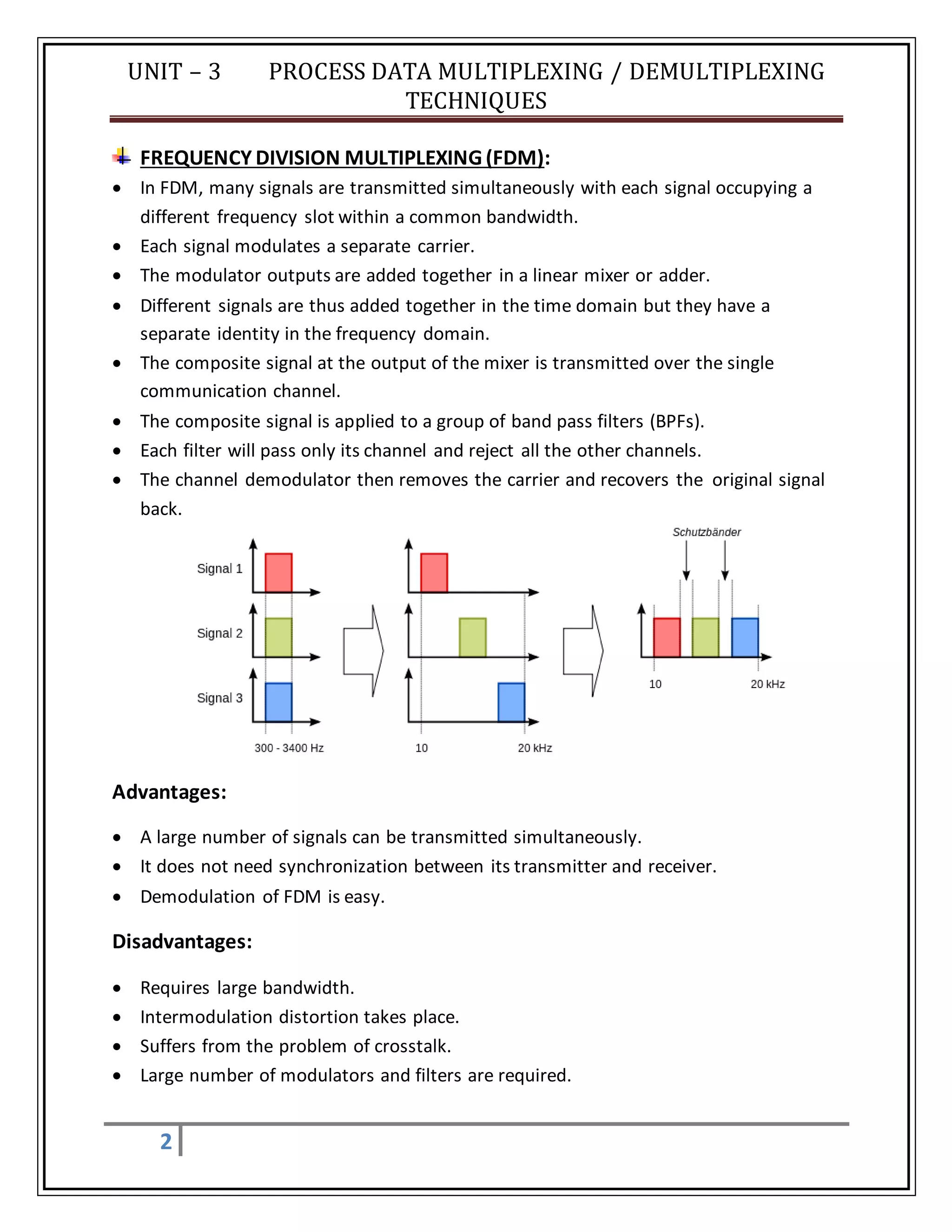 Unit – 3 process data multiplexing demultiplexing techniques | PDF