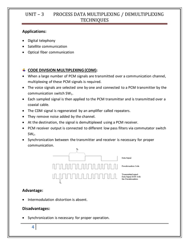 Unit – 3 process data multiplexing demultiplexing techniques | PDF