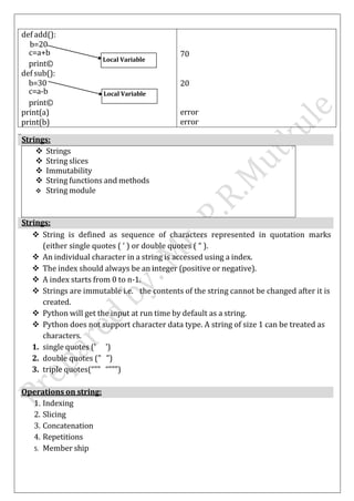 ESIT135 Problem Solving Using Python Notes of Unit-2 and Unit-3 | PDF