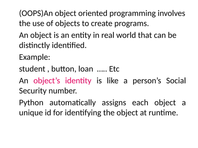 UNIT 3 PY.pptx - OOPS CONCEPTS IN PYTHON | PPTX