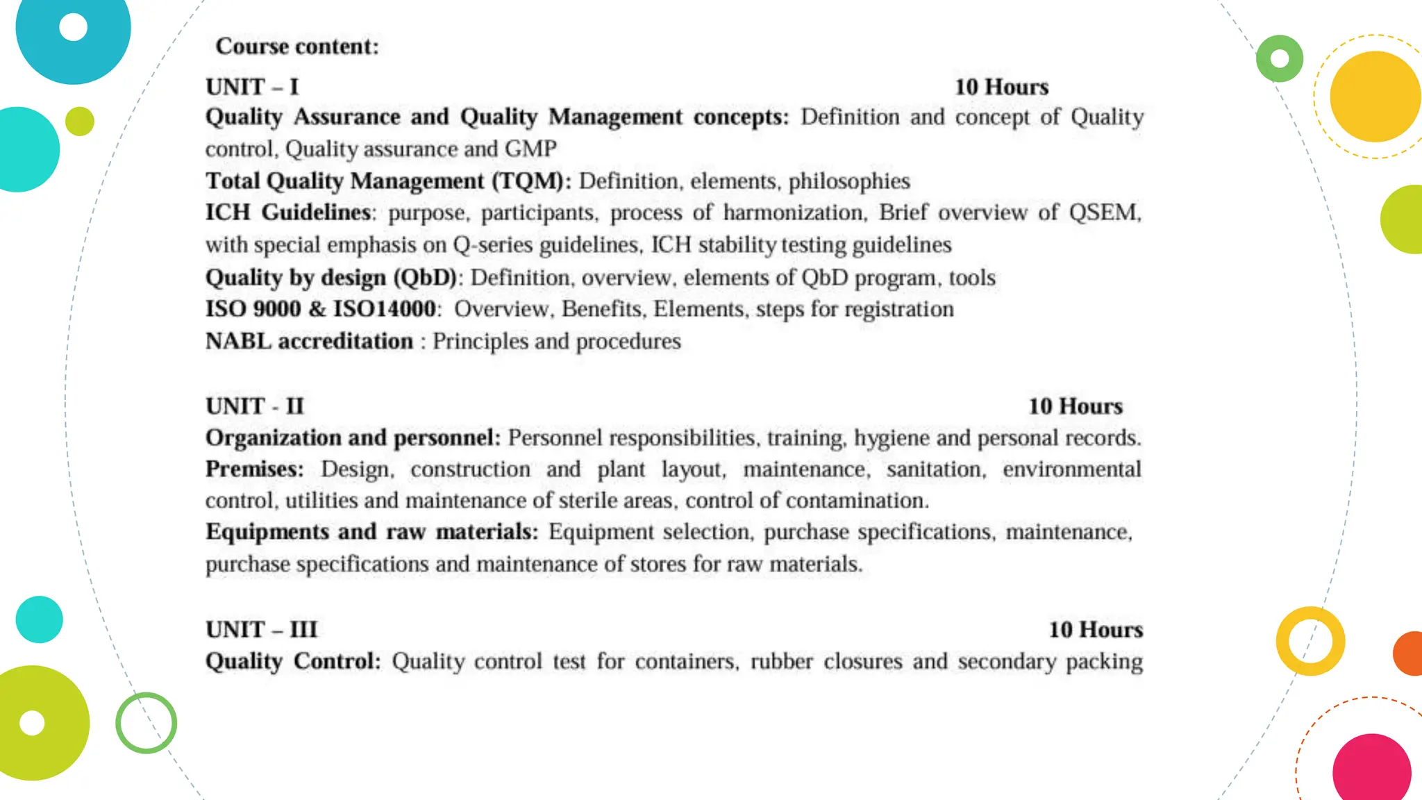 PHARMACEUTICAL QUALITY ASSURANCE _UNIT 3 Quality Control | PPTX
