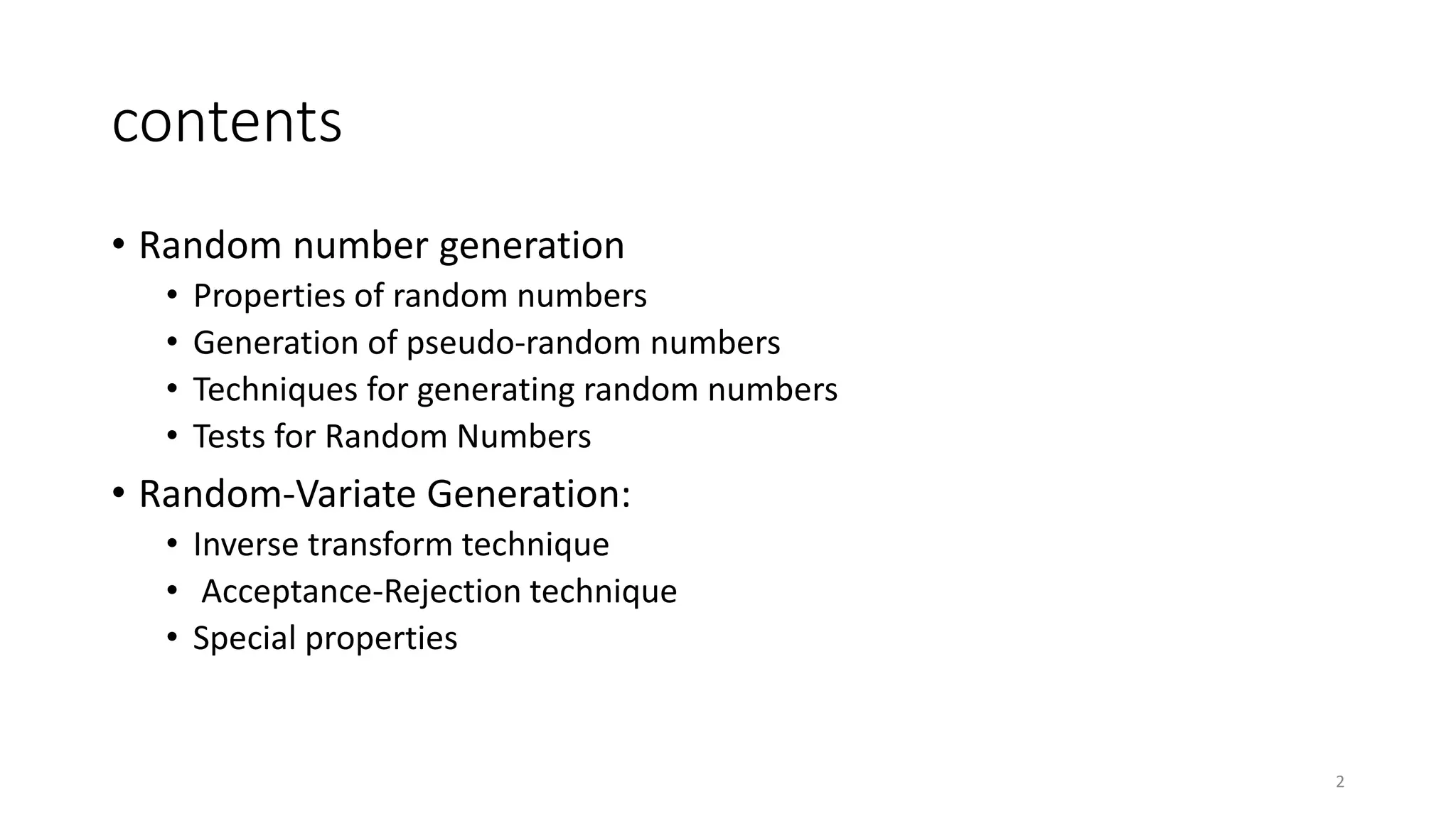Unit 3 Random Number Generation Random Variate Generation Ppt 
