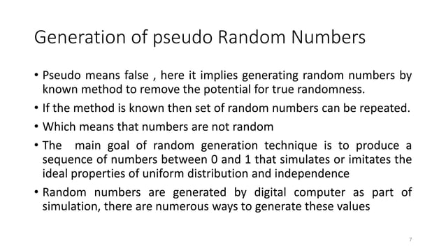 Unit 3 random number generation, random-variate generation | PPTX