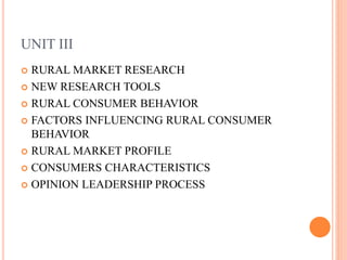 UNIT 3 RURAL MARKETING PREPARED BY SARANYA A | PPTX