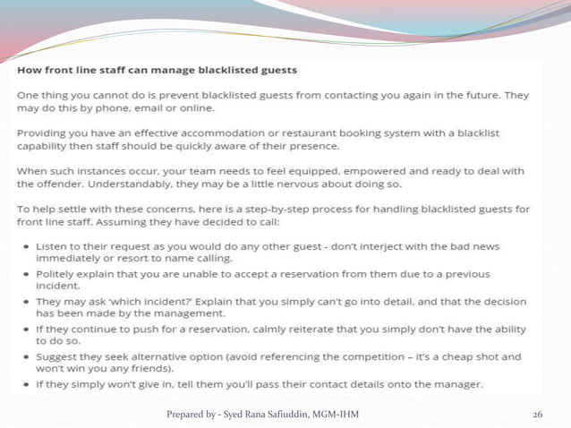 Role of Front Office | PPT