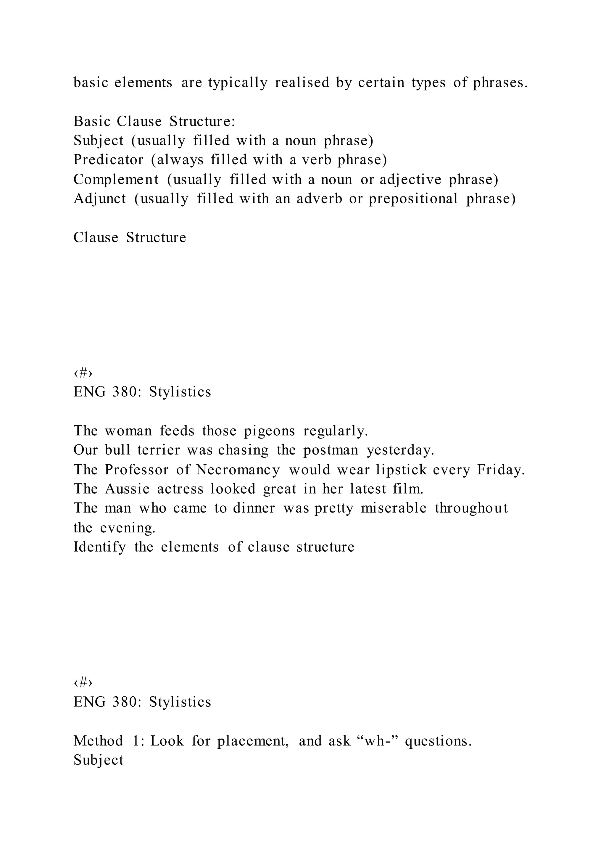 Unit 3 sections a and b grammar and style sentence styles | DOCX