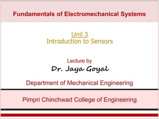 Unit 3 _Sensors and applications un.pptx | Robotics | Technology & Computing