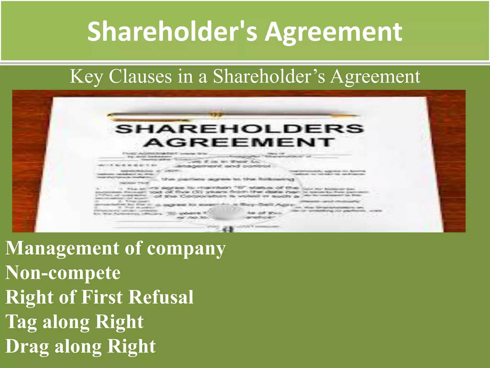 Unit 3 shareholders agreement | PPTX