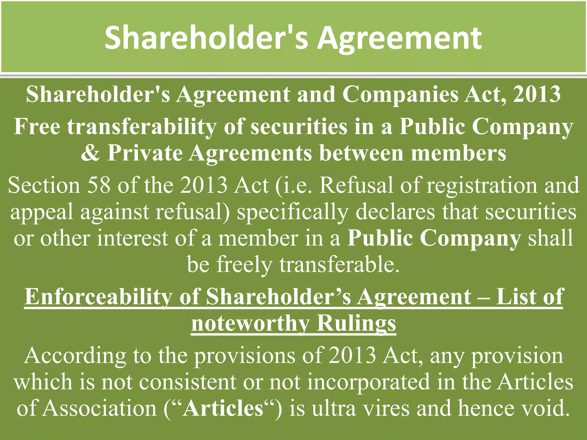 Unit 3 shareholders agreement | PPTX