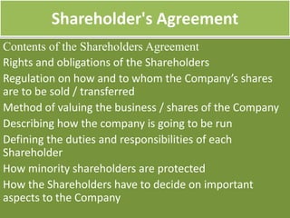 Unit 3 shareholders agreement | PPTX