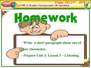Unit 3 speaking g10 | PPT