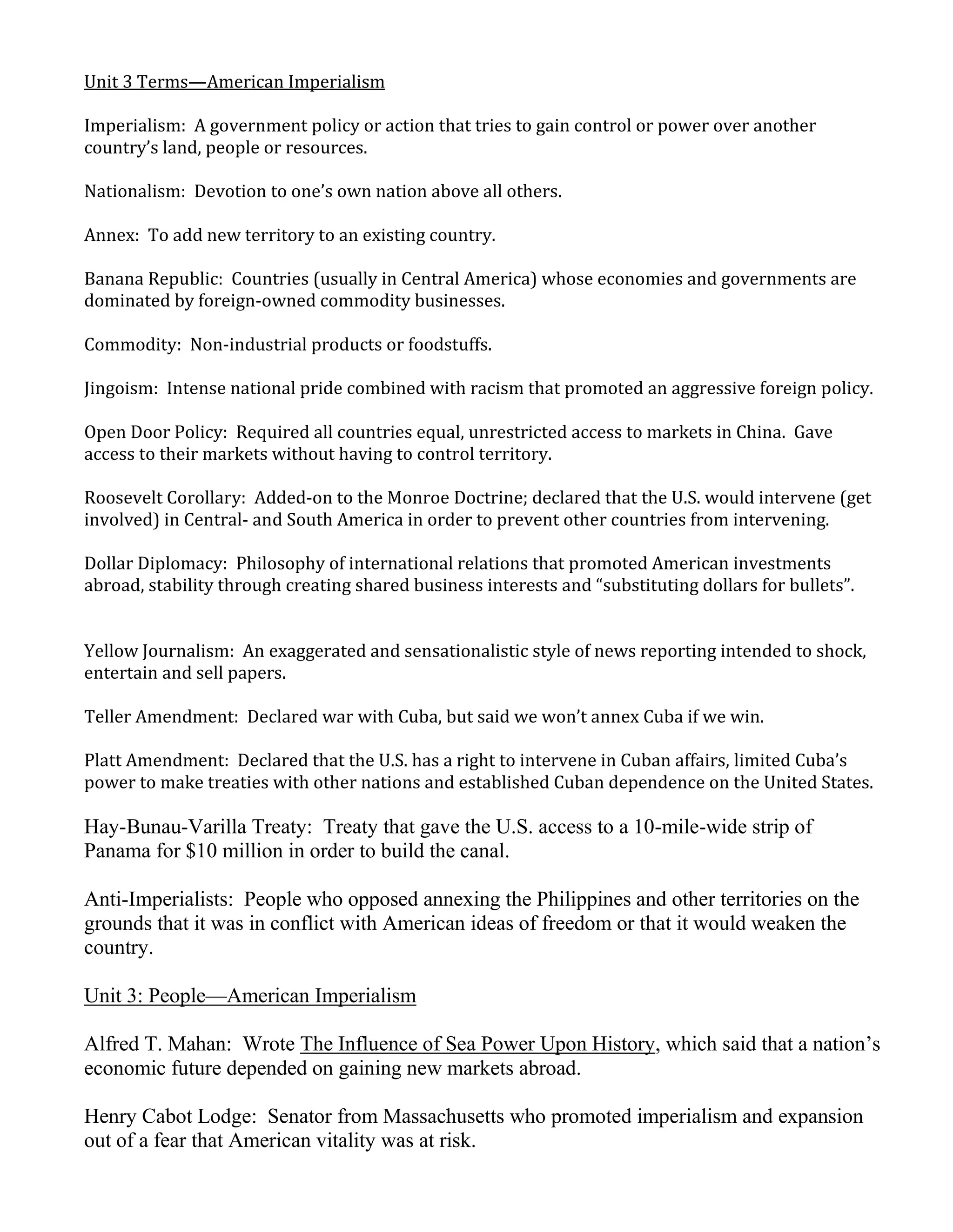 Unit 3 terms answers—american imperialism | DOCX