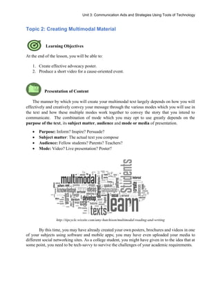 Unit 3 Topic 2 Creating Multimodal Material.pdf | Desktop Publishing ...