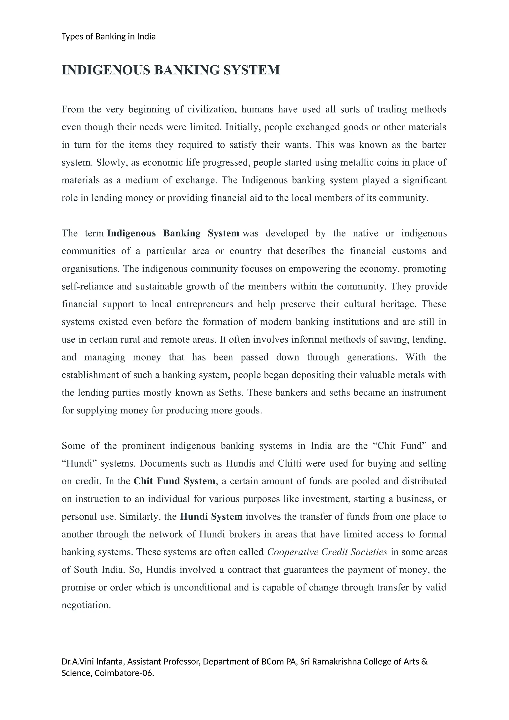 TYPES OF BANKS SYSTEM IN INDIA DOCUMENT. | DOCX