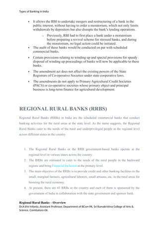 TYPES OF BANKS SYSTEM IN INDIA DOCUMENT. | PDF