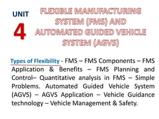 UNIT 4-002356566 - FLEXIBLE MANUFACTURING SYSTEM (FMS) AND AUTOMATED ...
